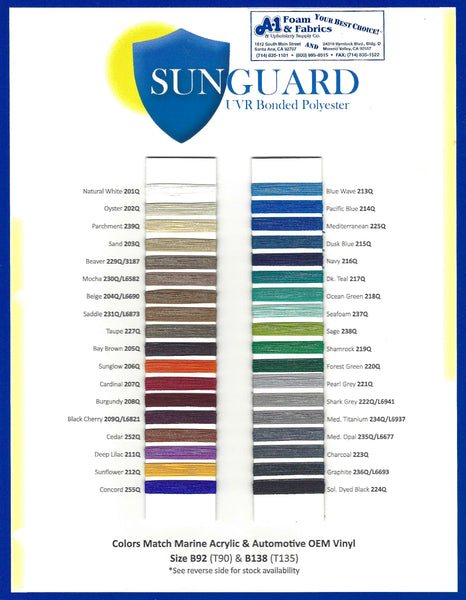 Sunguard Bonded Polyester Thread | A·1 Foam & Fabrics